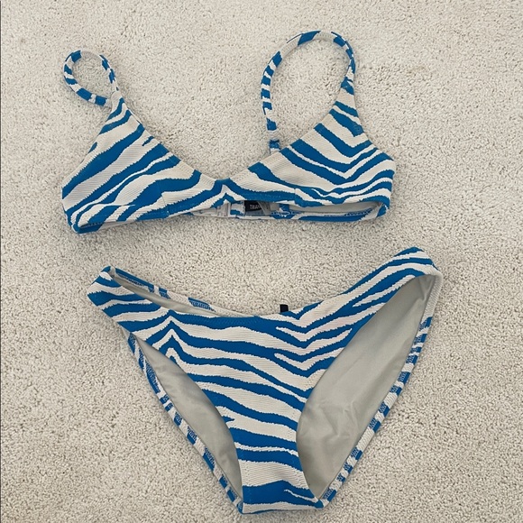 Swim | Triangl Blue And White Zebra Print Bikini Set | Poshmark